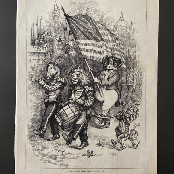 Art | Harpers Weekly Political Cartoon Thomas Nast Woodblock Engraving ...